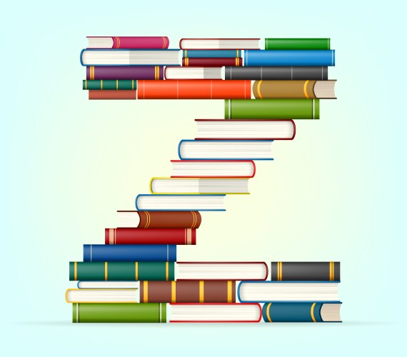 Alphabet from stacks of multi colored books Vector Image