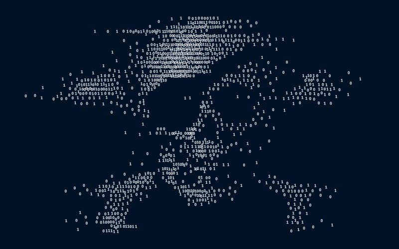 Skull constructed with green binary code Vector Image