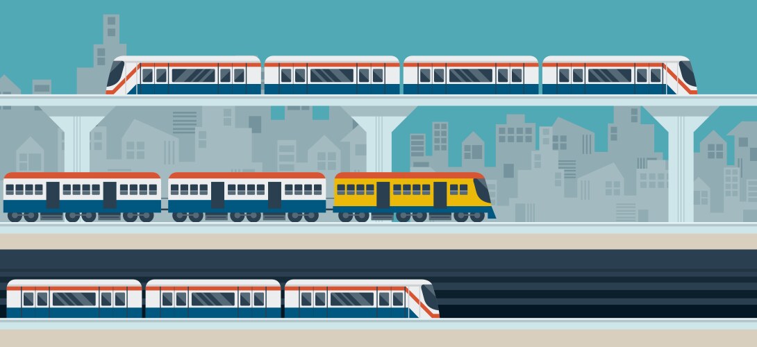 Subway underground platform with modern train Vector Image
