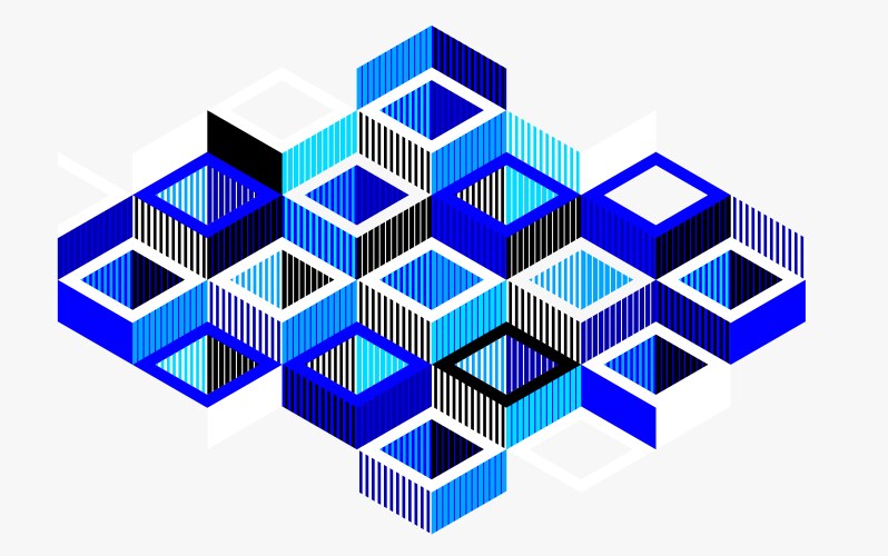 Blue abstract geometric background with cubes Vector Image