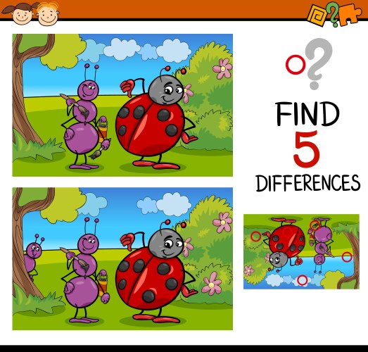 Find differences task for kids Royalty Free Vector Image