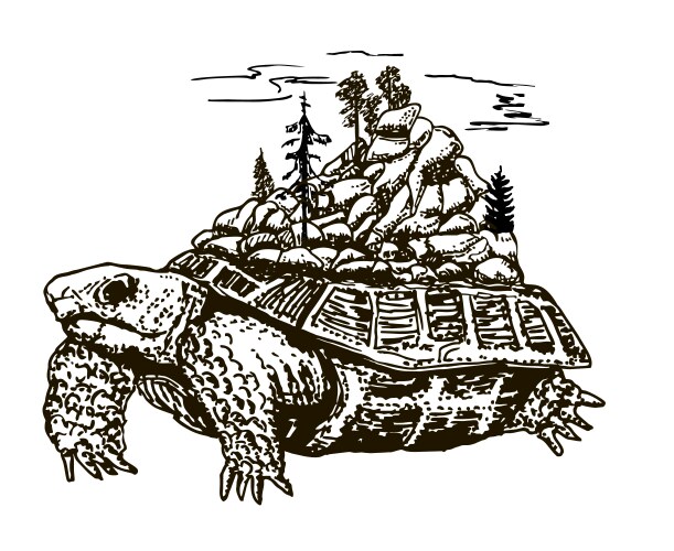 Hand drawn landscape with mountains trees Vector Image