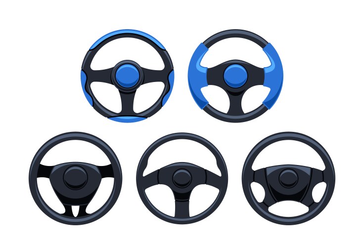 Collection of steering wheels for cars Royalty Free Vector