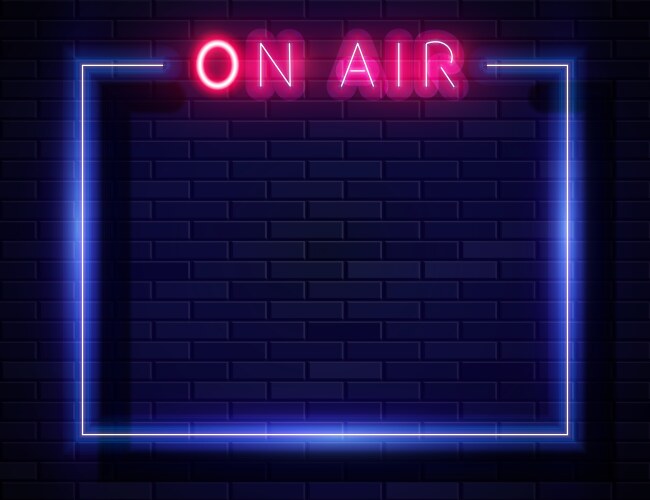 Neon sign live stream design element light banner Vector Image