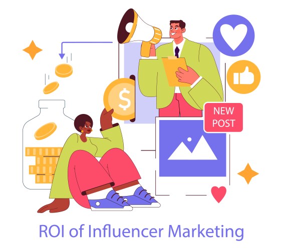 Influencer marketing flat Royalty Free Vector Image