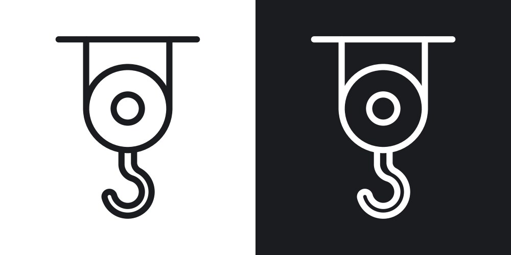 Winch hook icon set crane construction lift Vector Image