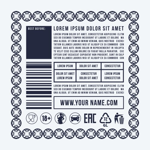 Template decorative small rectangular label Vector Image
