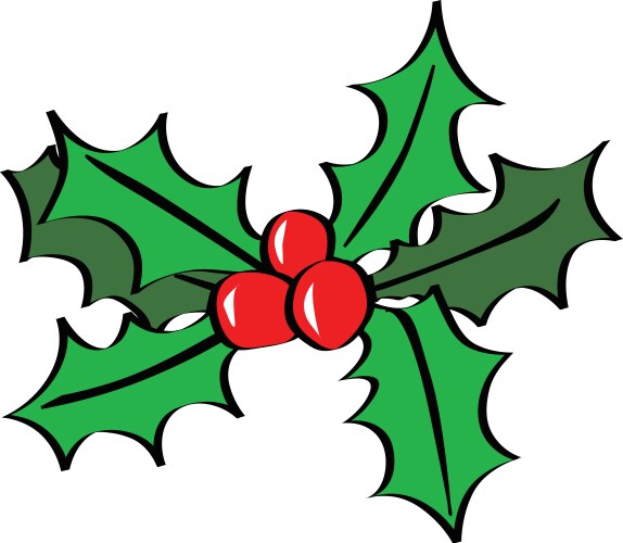Christmas holly branch happy new Royalty Free Vector Image