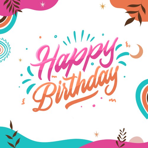 Happy birthday lettering design template for card Vector Image