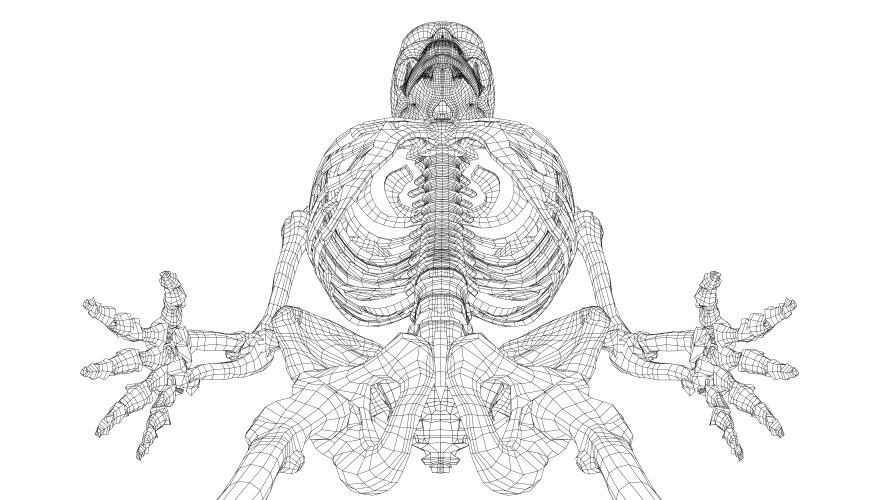 Terrifying surprise emblem shocked skeleton logo Vector Image