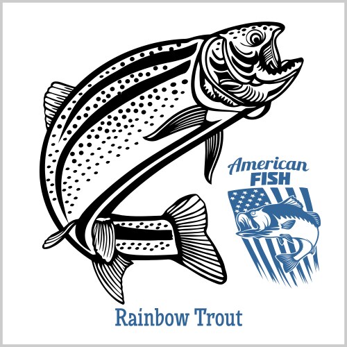 Rainbow trout vintage concept Royalty Free Vector Image