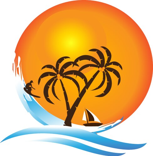 Tropical island logo Royalty Free Vector Image