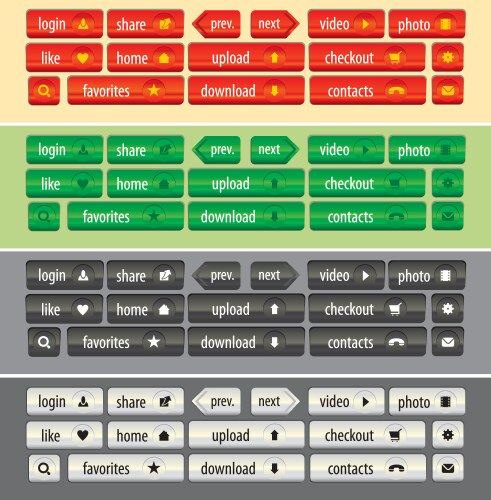 Web buttons with icons Royalty Free Vector Image