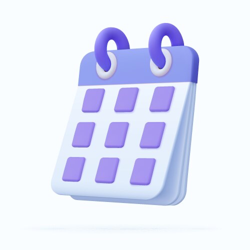 3d daily calendar plan Royalty Free Vector Image