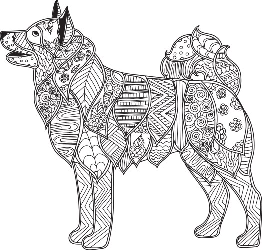 Dog adult antistress or children coloring page Vector Image