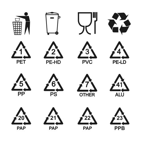 Recycling code arrow icons Royalty Free Vector Image