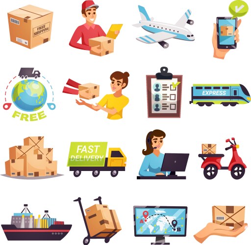 Water delivery service icons Royalty Free Vector Image