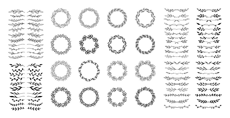Hand drawn floral text divider isolated doodle Vector Image