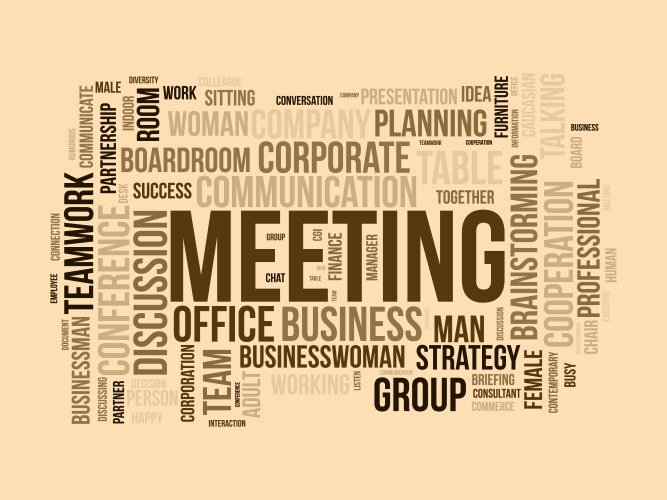 Meeting wordcloud template business concept Vector Image