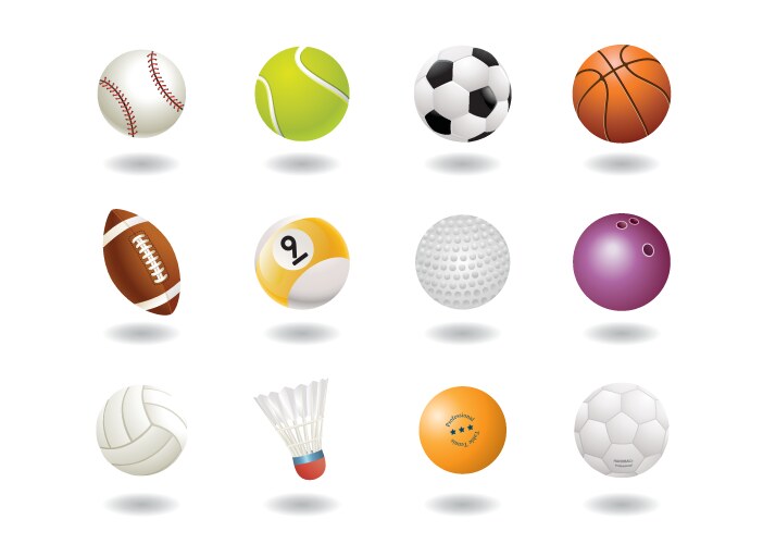 Sport balls icons set Royalty Free Vector Image