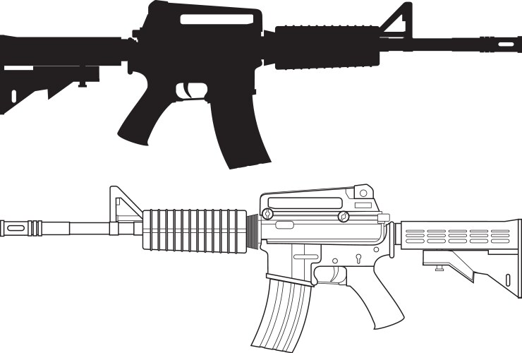 Set machine gun Royalty Free Vector Image - VectorStock