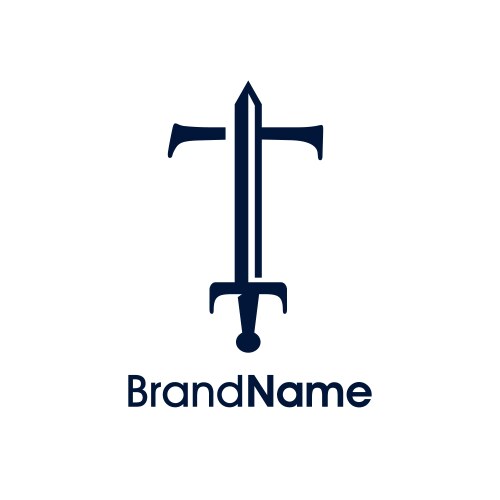 Elegant initial t sword logo Royalty Free Vector Image