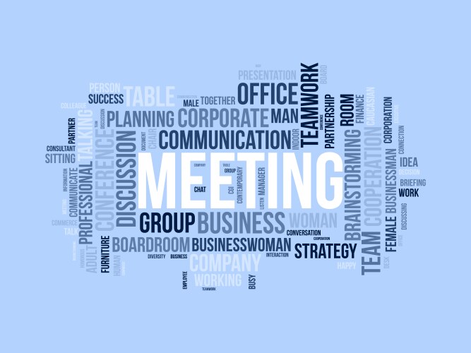 Meeting wordcloud template business concept Vector Image