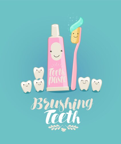 Good morning banner brushing teeth hygiene Vector Image
