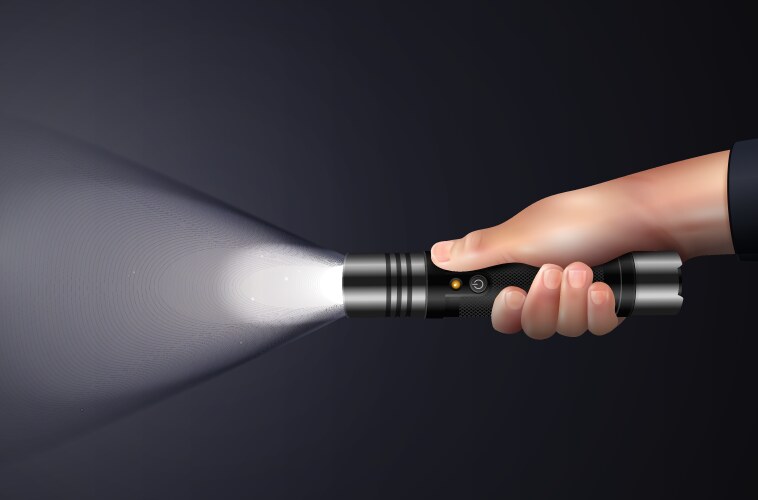 Flashlight ad realistic banner Royalty Free Vector Image