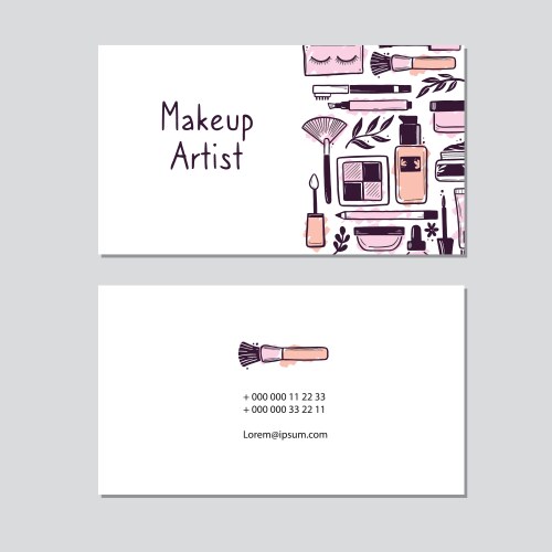 Makeup artist business card template Royalty Free Vector