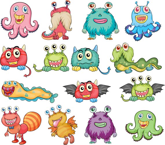 Cute cartoon monsters Royalty Free Vector Image