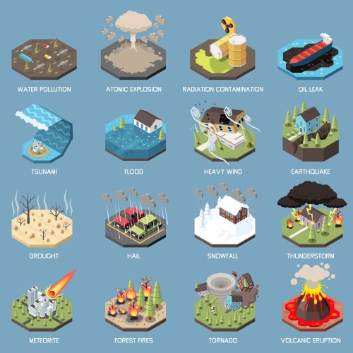 Natural disasters infographics Royalty Free Vector Image