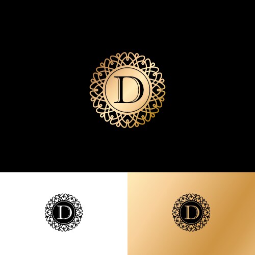 Double d monogram logo gold letter drop Royalty Free Vector