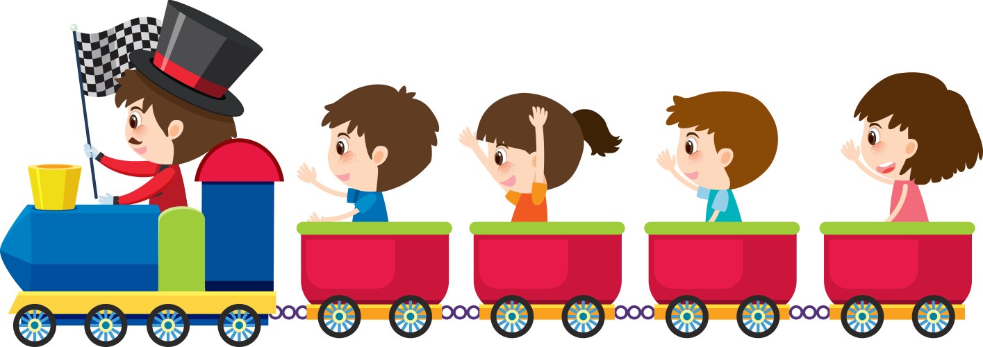 Cheerful Children on a Train Royalty Free Vector Image