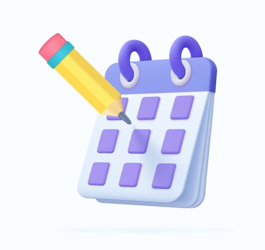 3d calendar notes reminder Royalty Free Vector Image