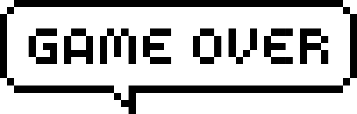 Pixel art sign skull with crossbones and game over