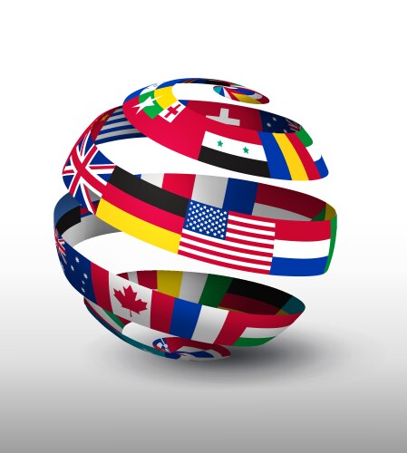 Flags of the world in globe Royalty Free Vector Image