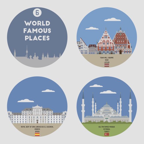 World famous places Royalty Free Vector Image - VectorStock