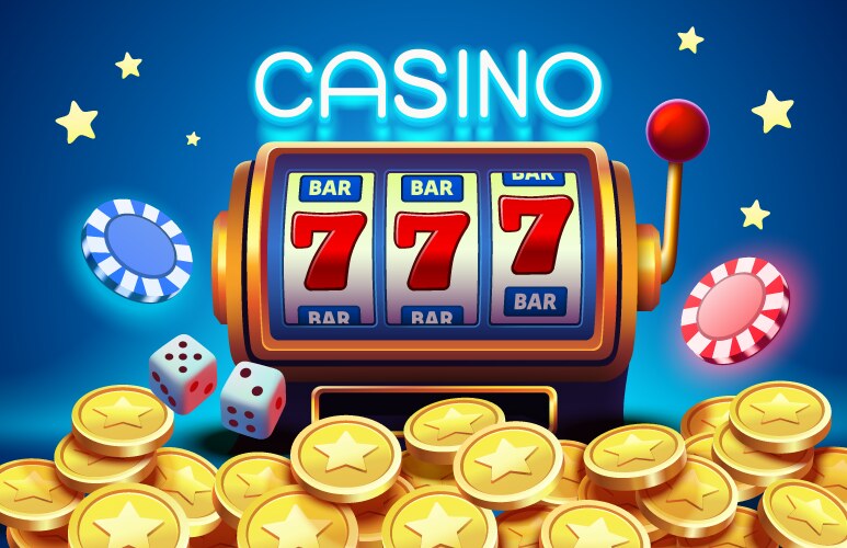 Winner slots machine casino jackpot fortune win Vector Image