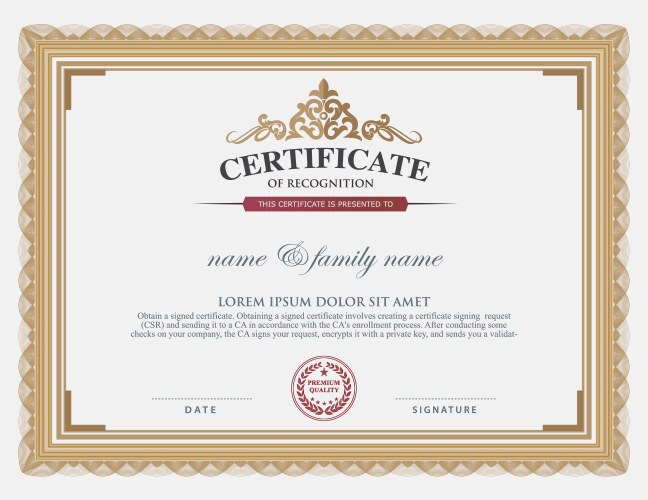 Certificate pc1vs Royalty Free Vector Image - VectorStock