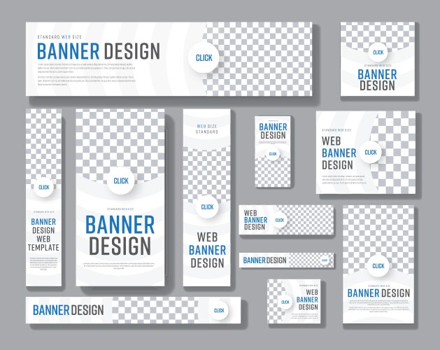 Template of white web banners with diagonal Vector Image