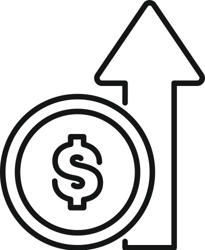 Graph increasing with dollar sign showing Vector Image