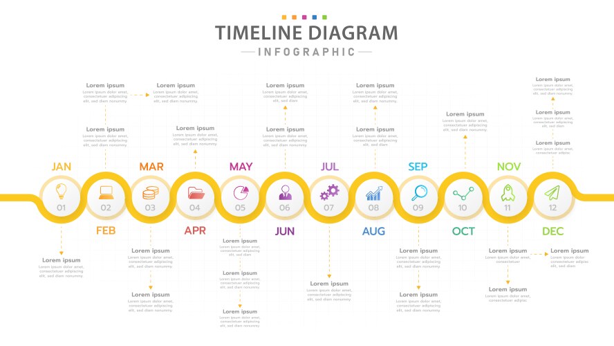 Infographic 12 months timeline calendar quarters Vector Image