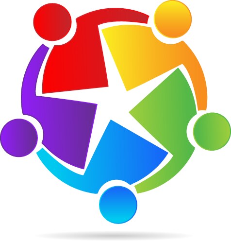 Teamwork support flower logo Royalty Free Vector Image