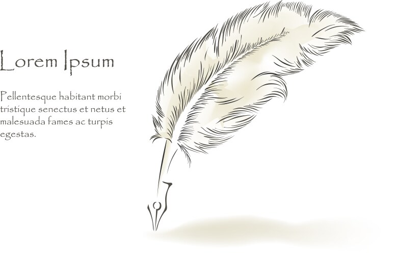 Hand with feather Royalty Free Vector Image - VectorStock