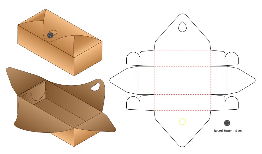 Angled cuff box die cut template design Royalty Free Vector