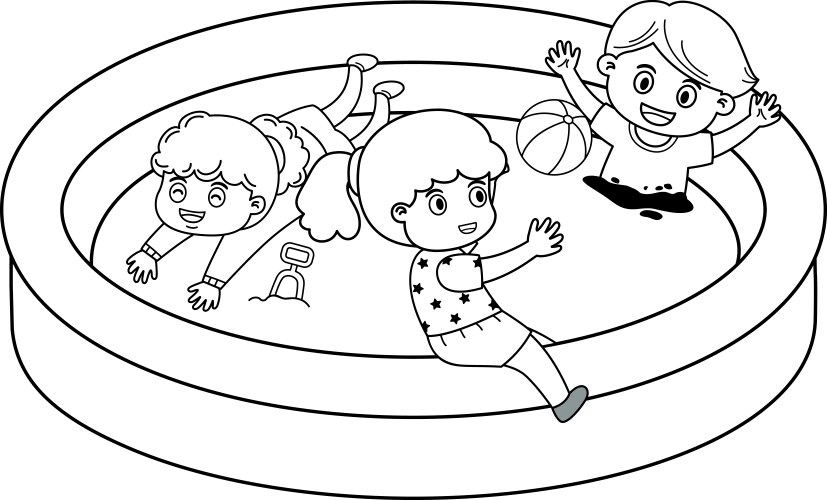Children Playing Outline