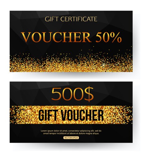 Golden design for gift certificate coupon card Vector Image