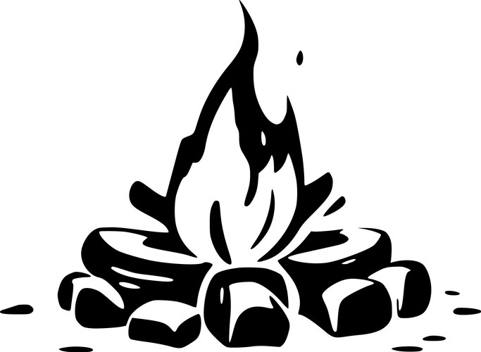 Campfire Black And White Art