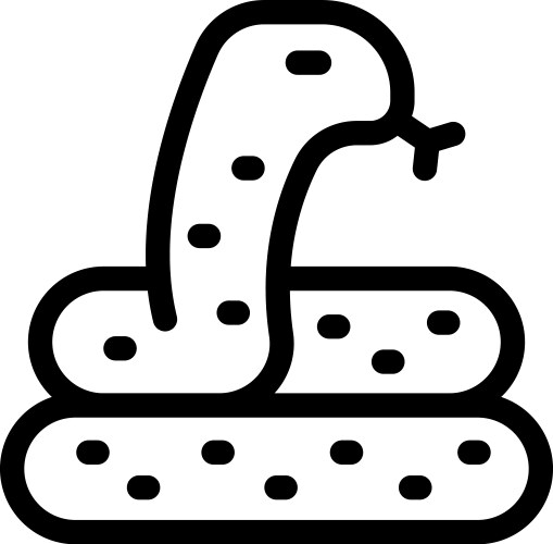 Curled snake slithering icon with bold outline Vector Image